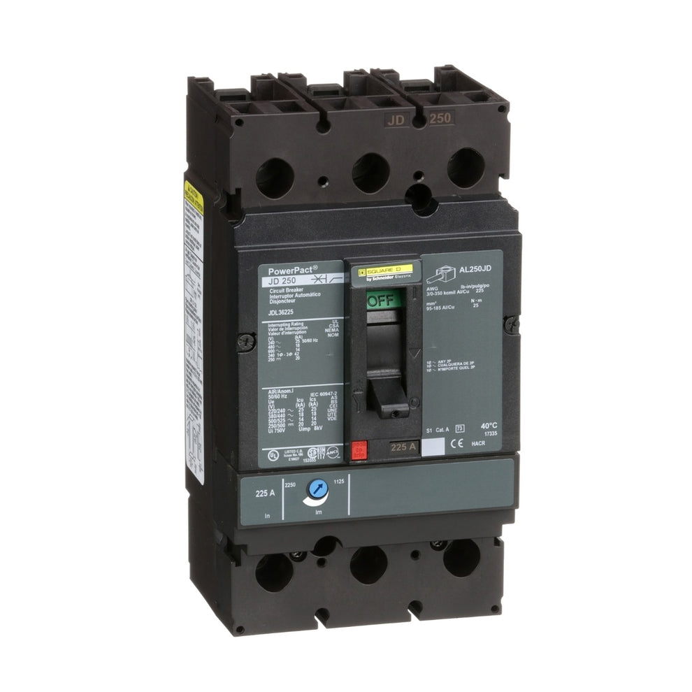 BREAKER JDL 225A 3P 18KA@480V 25KA@240V JDL36225 – Electrisa