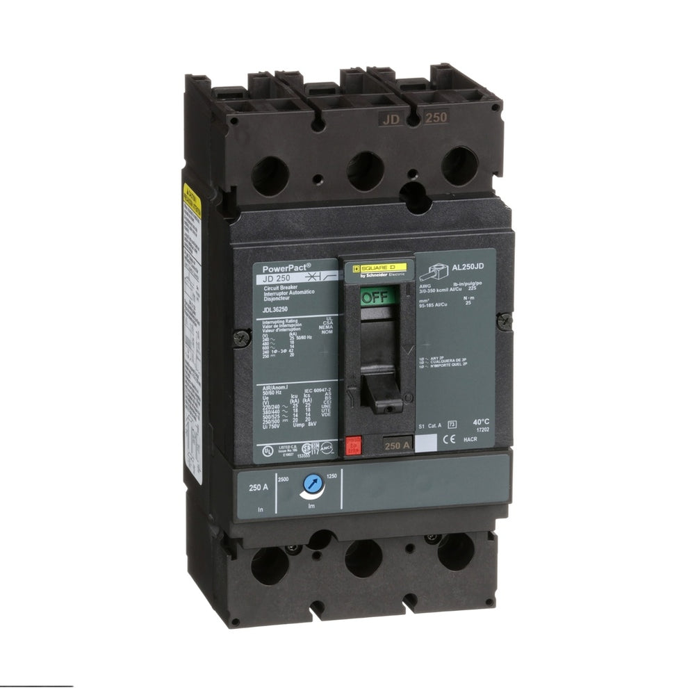 BREAKER JDL 250A 3P 18KA@480V 25KA@240V JDL36250 – Electrisa
